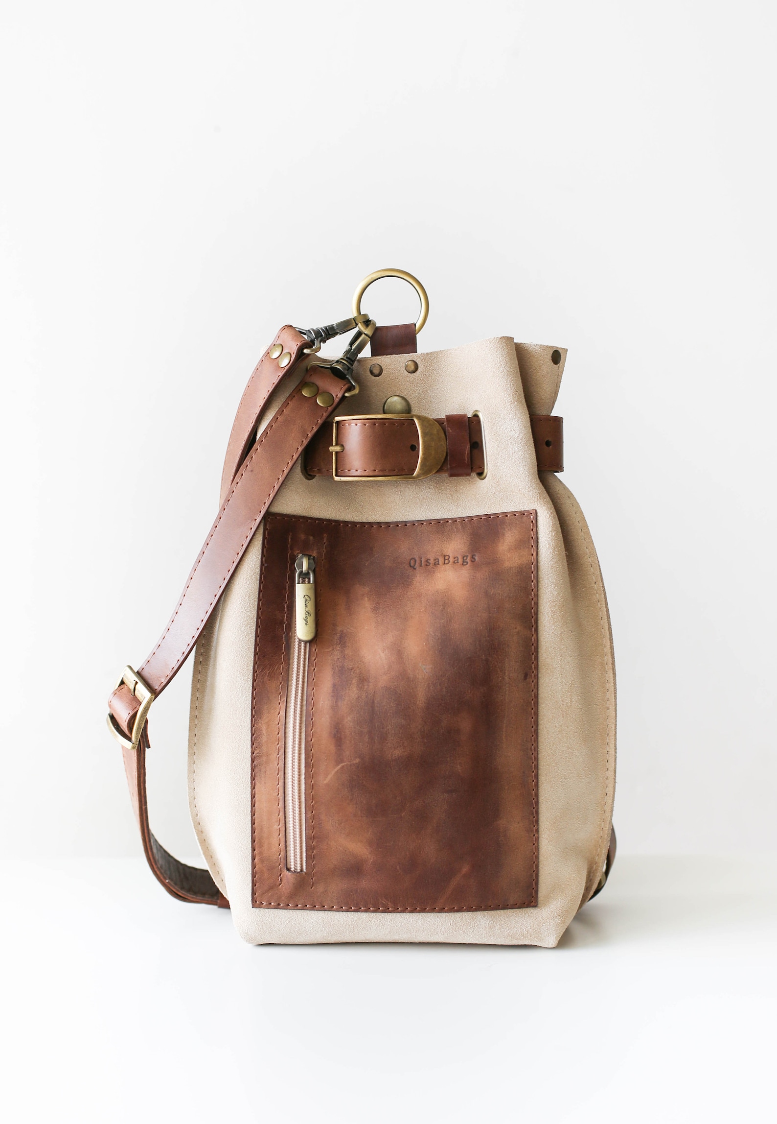 Beige Leather Sling Backpack Leather Sling Bag Leather - Etsy