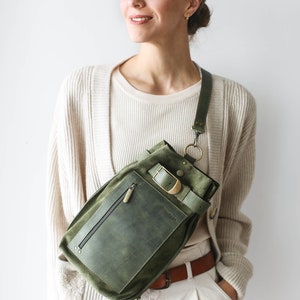 Green Leather Backpack, Leather Backpack Women, Convertible Backpack ...