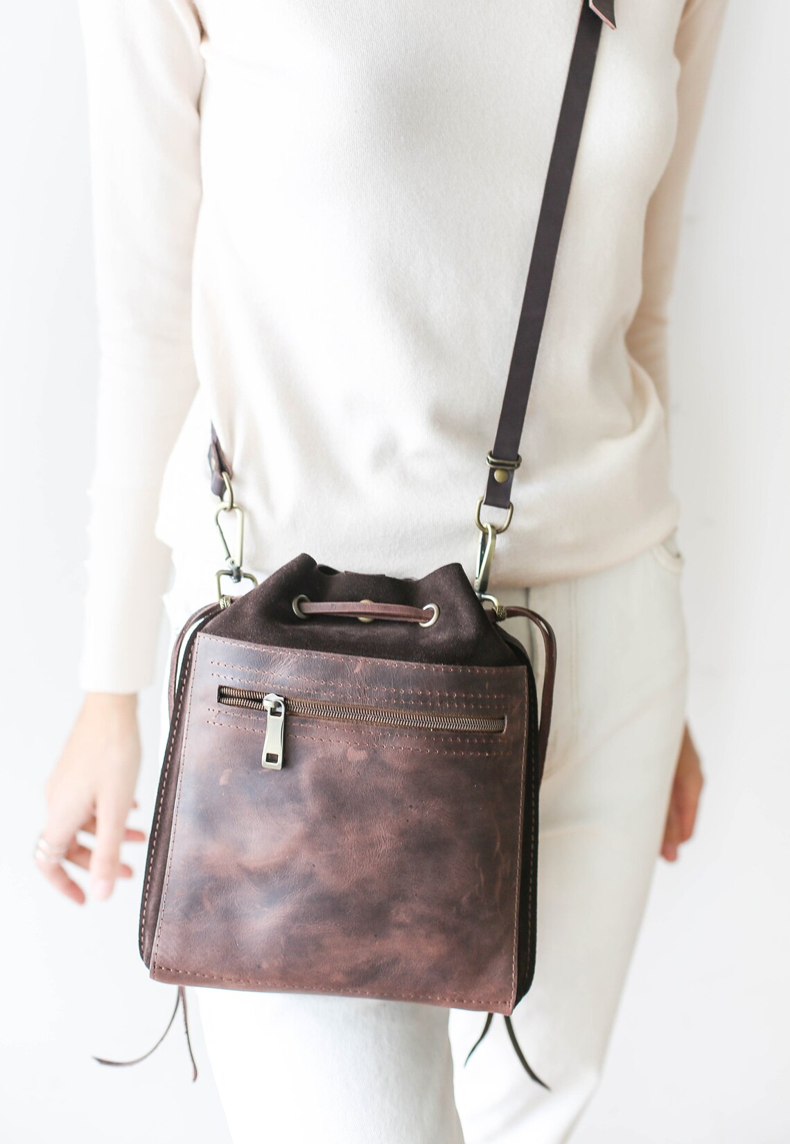 Dark Brown Small Leather Purse Small Leather Crossbody Bag - Etsy