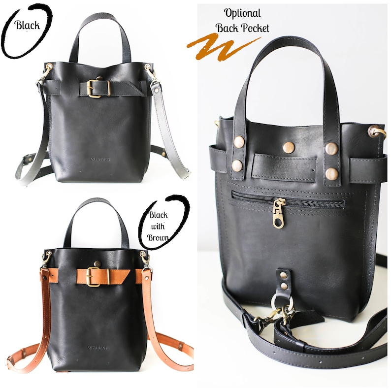 Black Leather Purse Black Backpack Leather Work Bag Black - Etsy