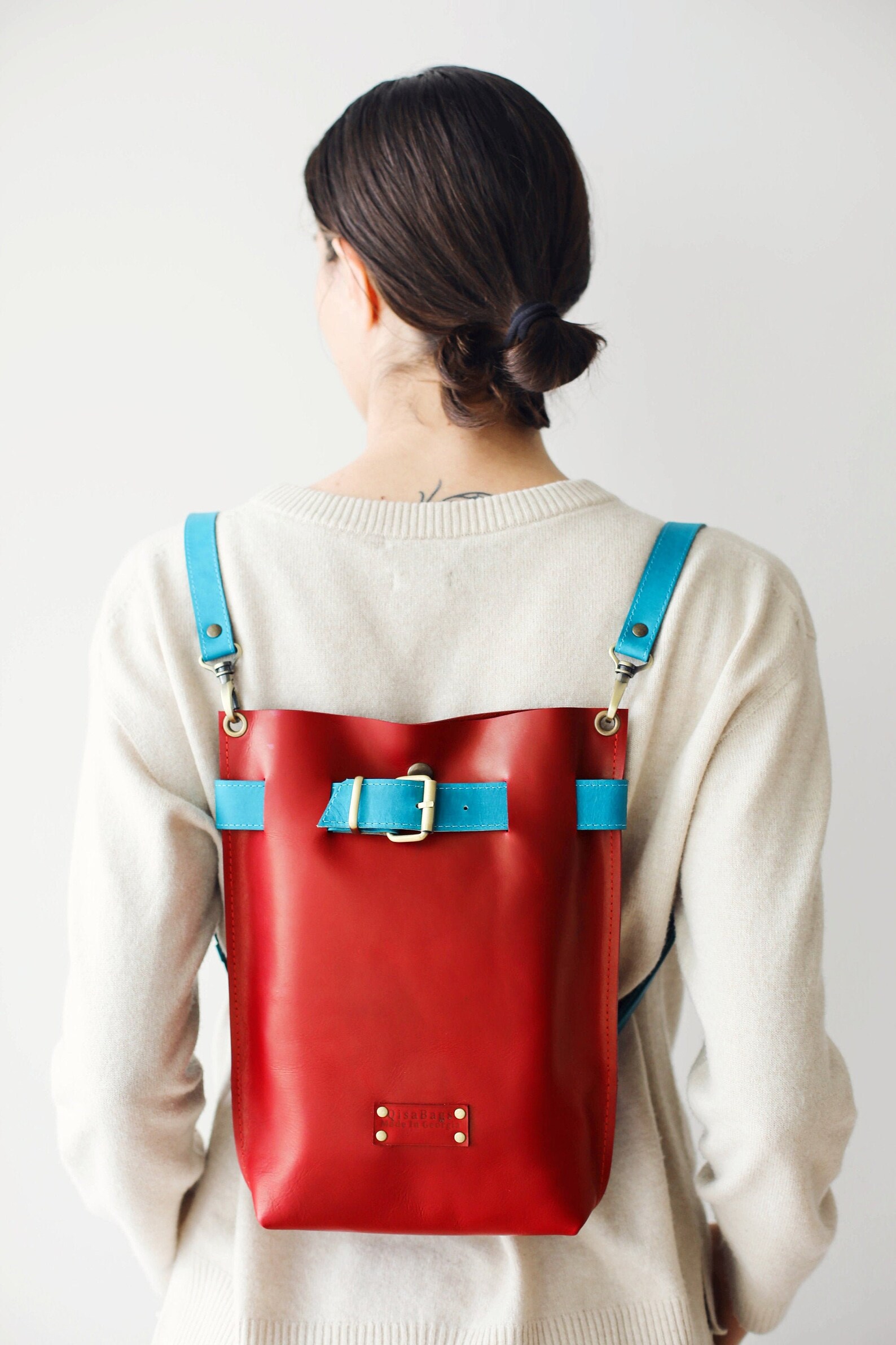 Red Leather Backpack Travel Backpack Leather Rucksack - Etsy