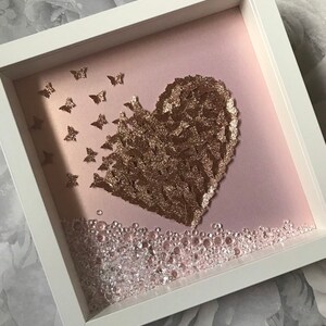 Rose Gold Butterfly Heart Box Frame Butterflies Heart Frame - Etsy