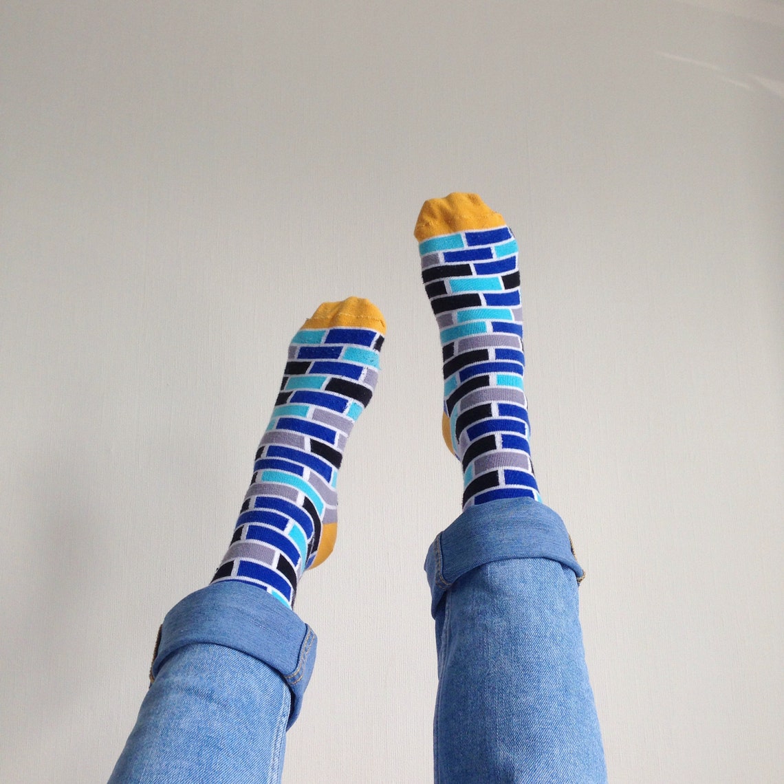 Blue Bricks Socks - Sock Bricks || UK 8-11 || Best Man, Gift, Christmas ...