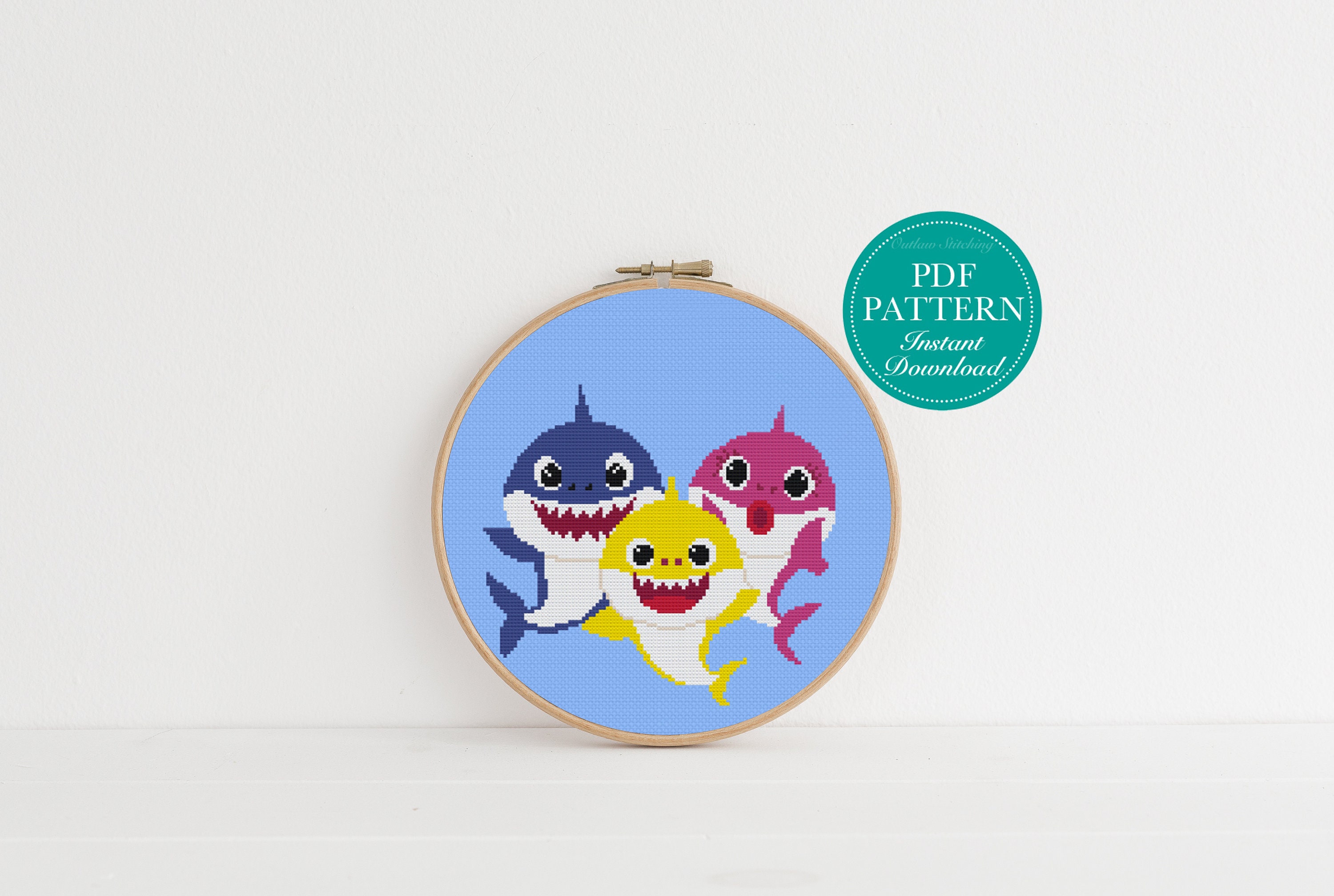 Counted Cross Stitch Pattern Baby Shark Baby Shark Childs - Etsy Canada