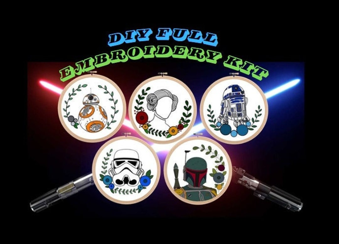 Full Embroidery Kit - DIY Embroidery, Beginner Hoop Art Craft, Stress ...