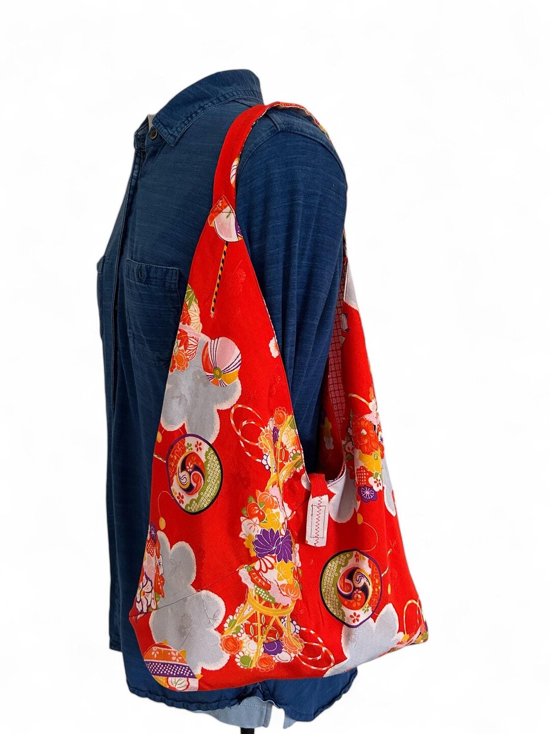 ORIGAMI TOTE BAG, Vintage Japanese Kimono Fabric, One-of-a-kind Hand ...