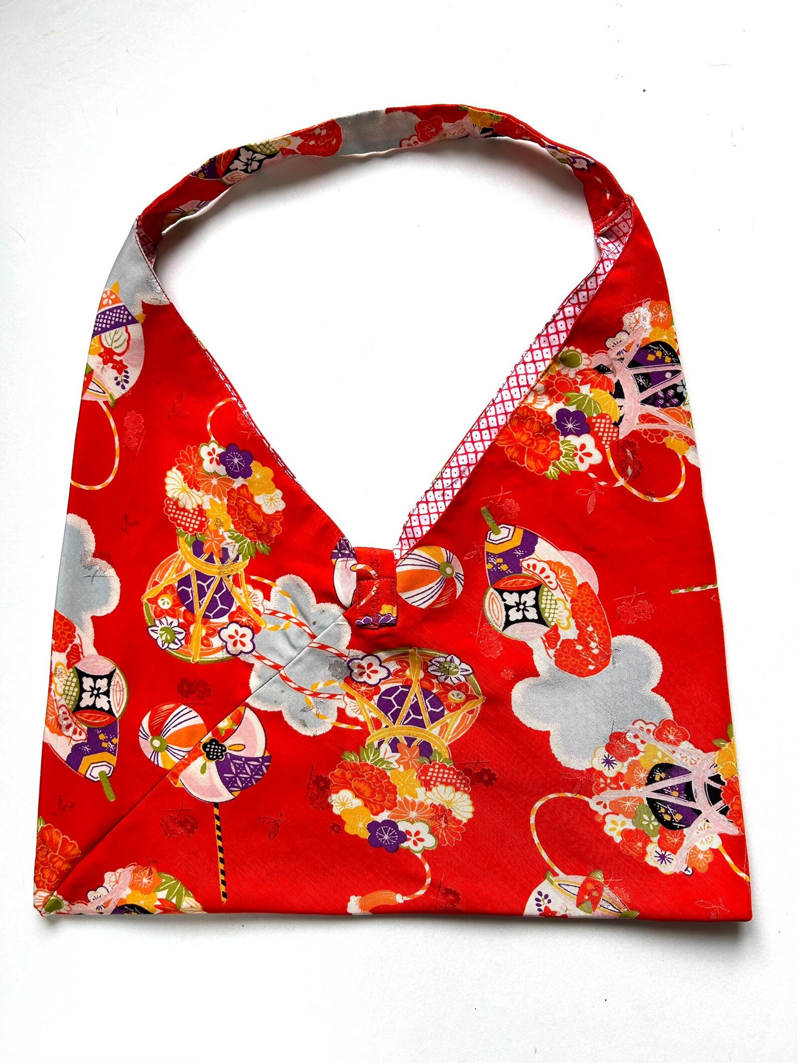 ORIGAMI TOTE BAG, Vintage Japanese Kimono Fabric, One-of-a-kind Hand ...