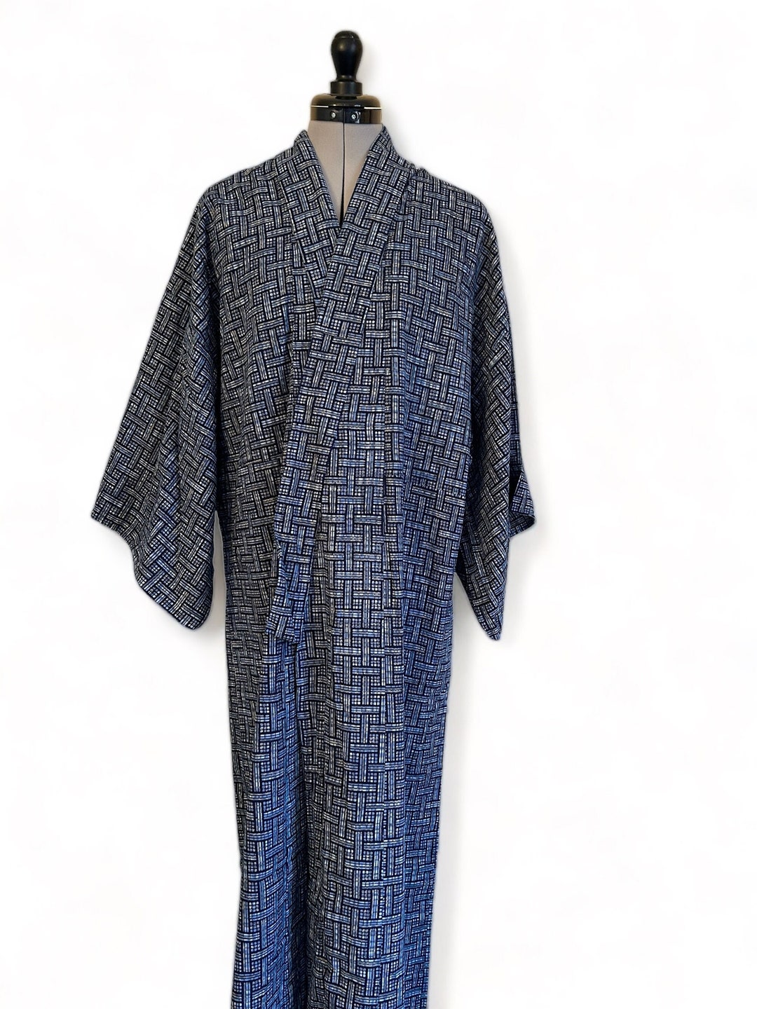 MENS YUKATA 1a Vintage Cotton Japanese Kimono Indigo and - Etsy