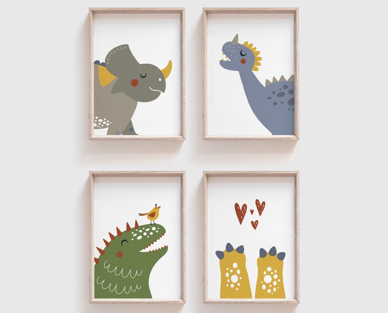 Dinosaur Nursery Print Set Boys Dinosaur Print Set Dinosaur - Etsy