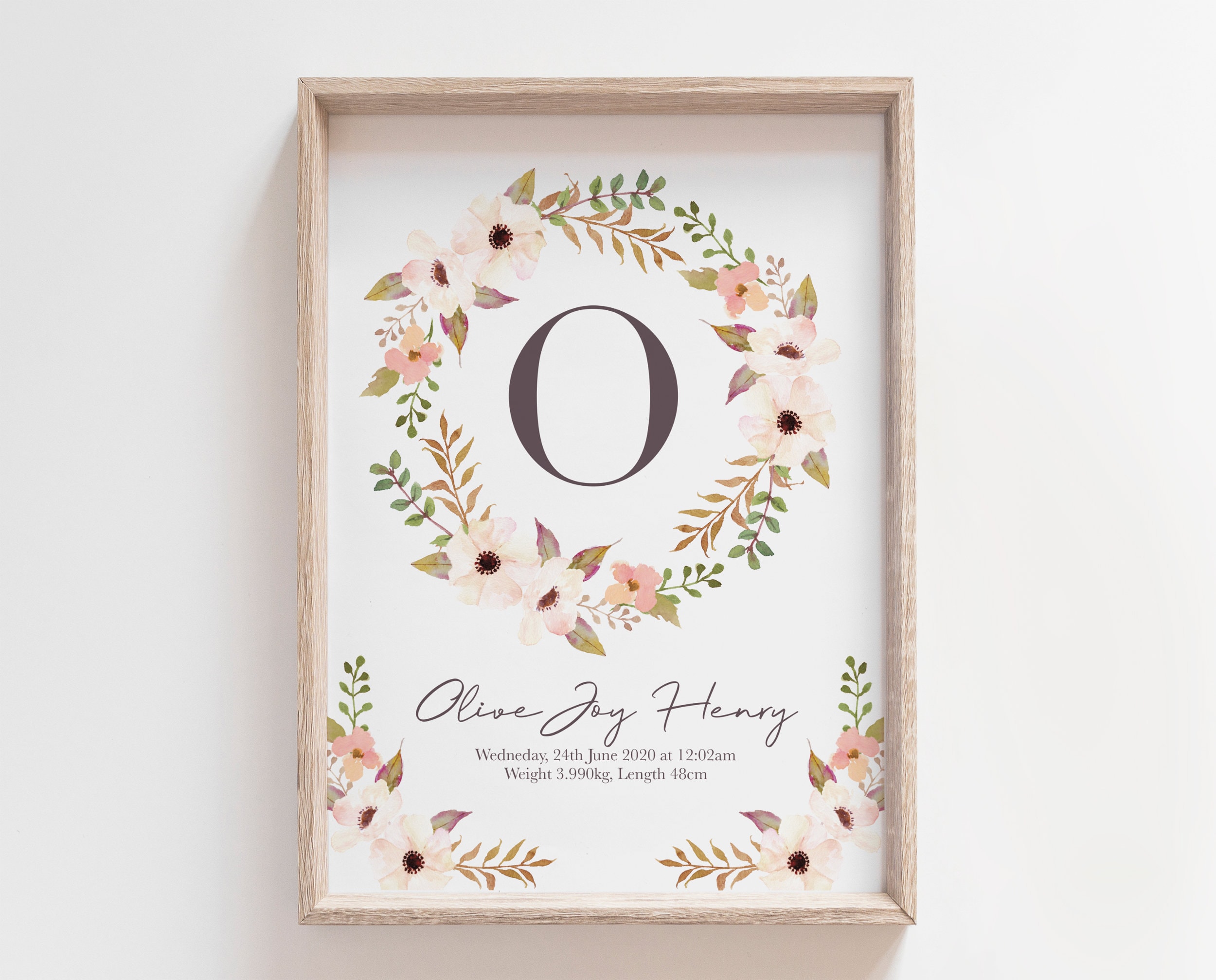 Boho Floral Birth Print Girls Custom Birth Print Boho - Etsy