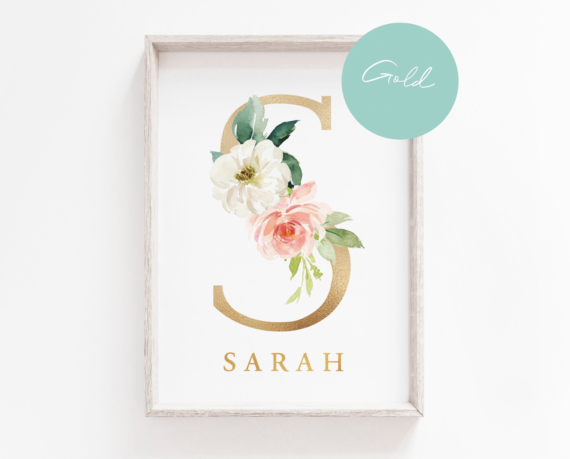 Floral Letter Name Print Girls Name Print Girls Monogram - Etsy