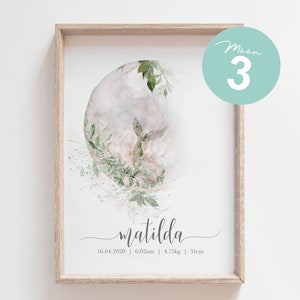 Moon Nursery Birth Print, Girls Moon Print, Moon Nursery Print, Newborn ...