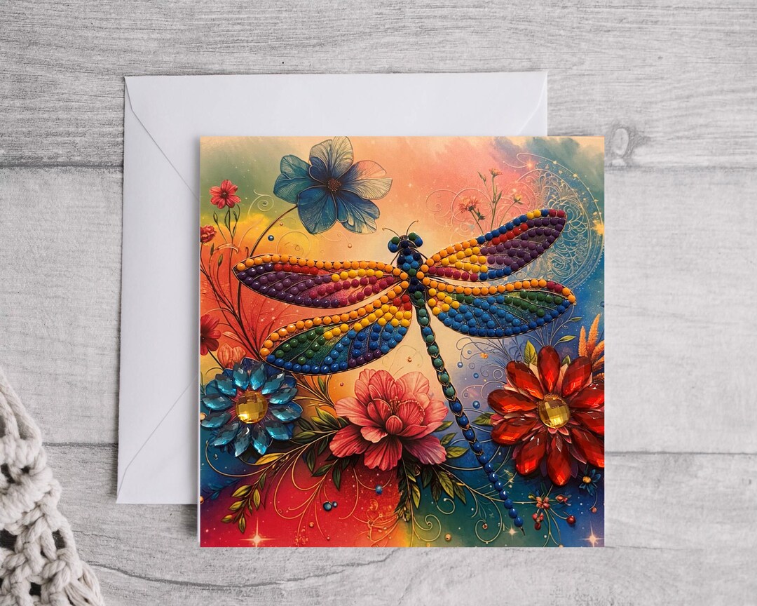 Selection of Dragonfly Cards in Diamond Painting - Etsy