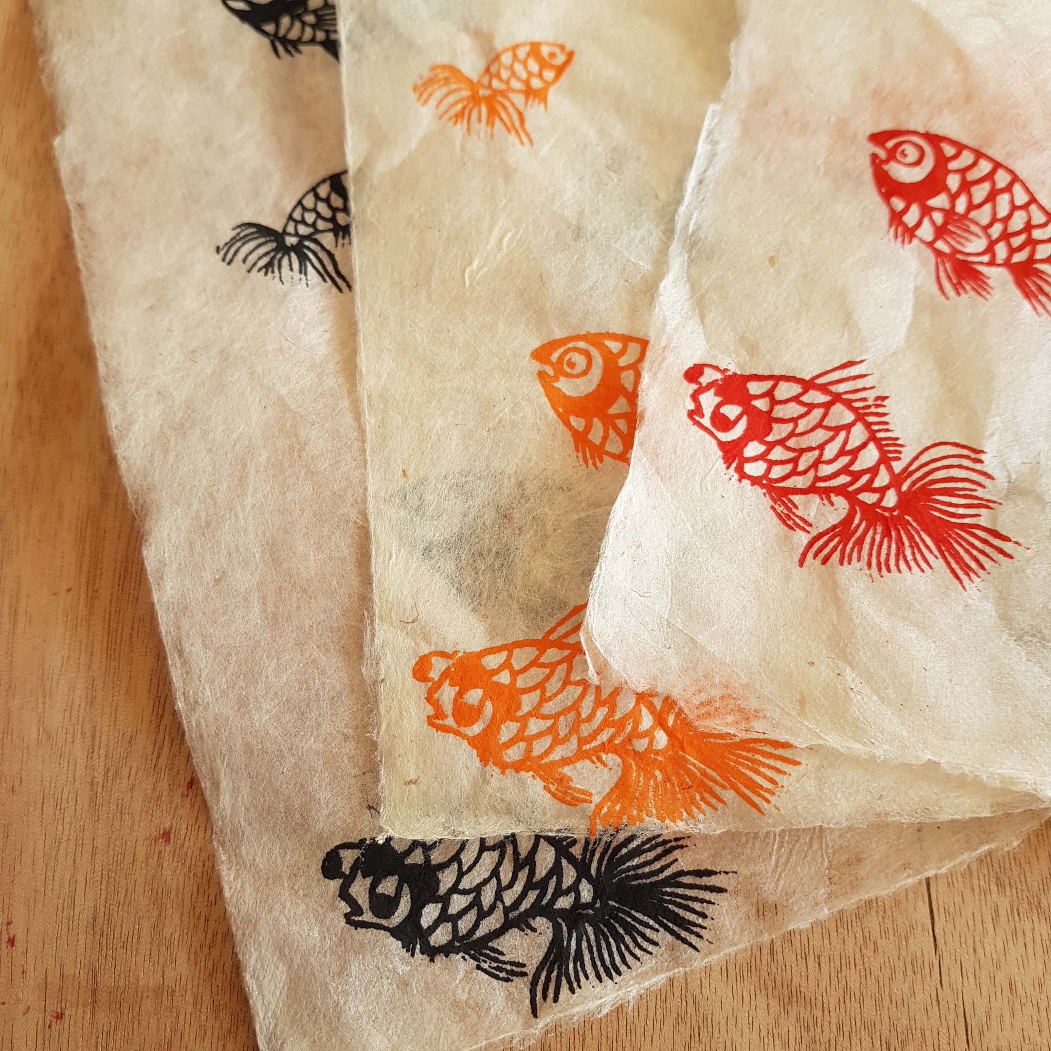 Tropical Goldfish Print on Hemp Tissue Paper Natural Eco - Etsy