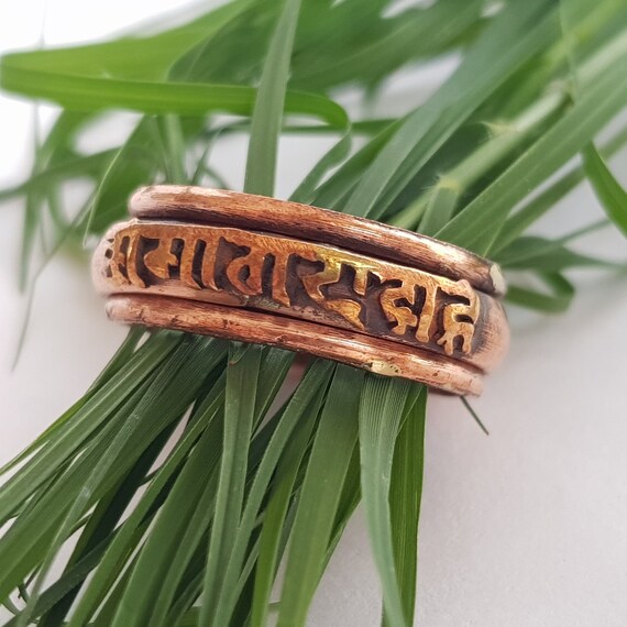 Pure Copper Ring With Om Mani Padme Hum Mantra Handmade in - Etsy UK