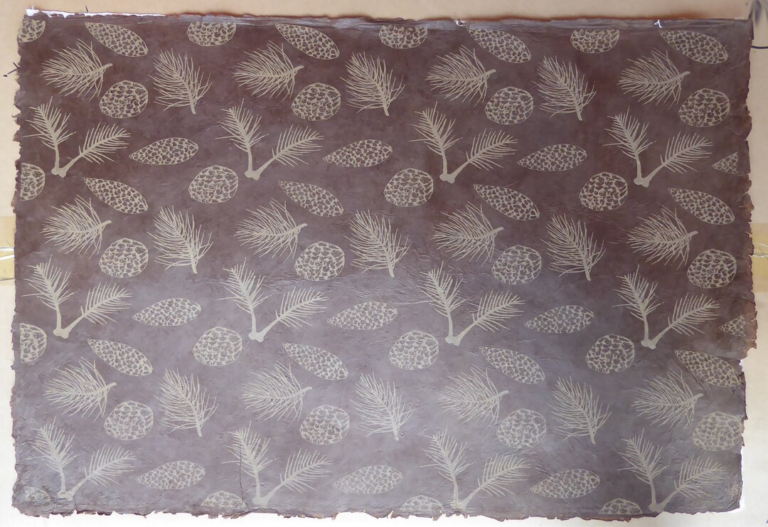 Lokta Paper - Pack of Three - Pine Cones - Brown and Green - Decorative ...