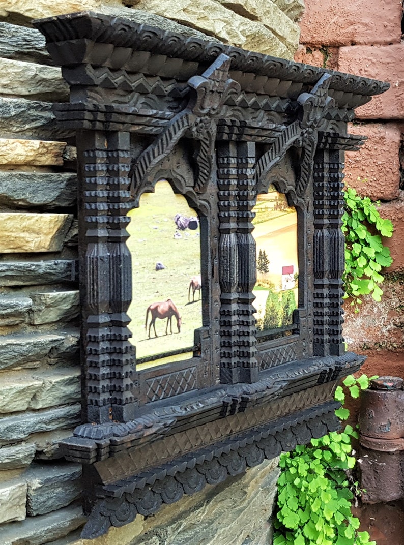 Traditional Nepali Double Window Picture Frame, Hand Carved in Nepal - Etsy