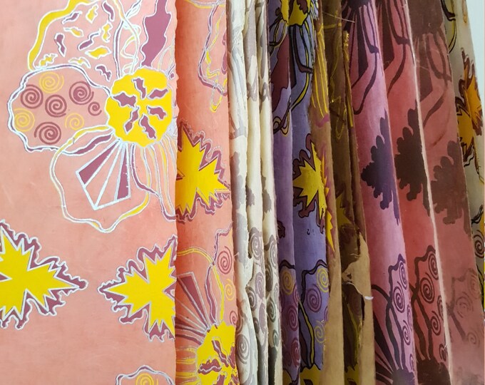 Handmade Screen Printed Lokta Paper Sheets pack of 2 Made in - Etsy