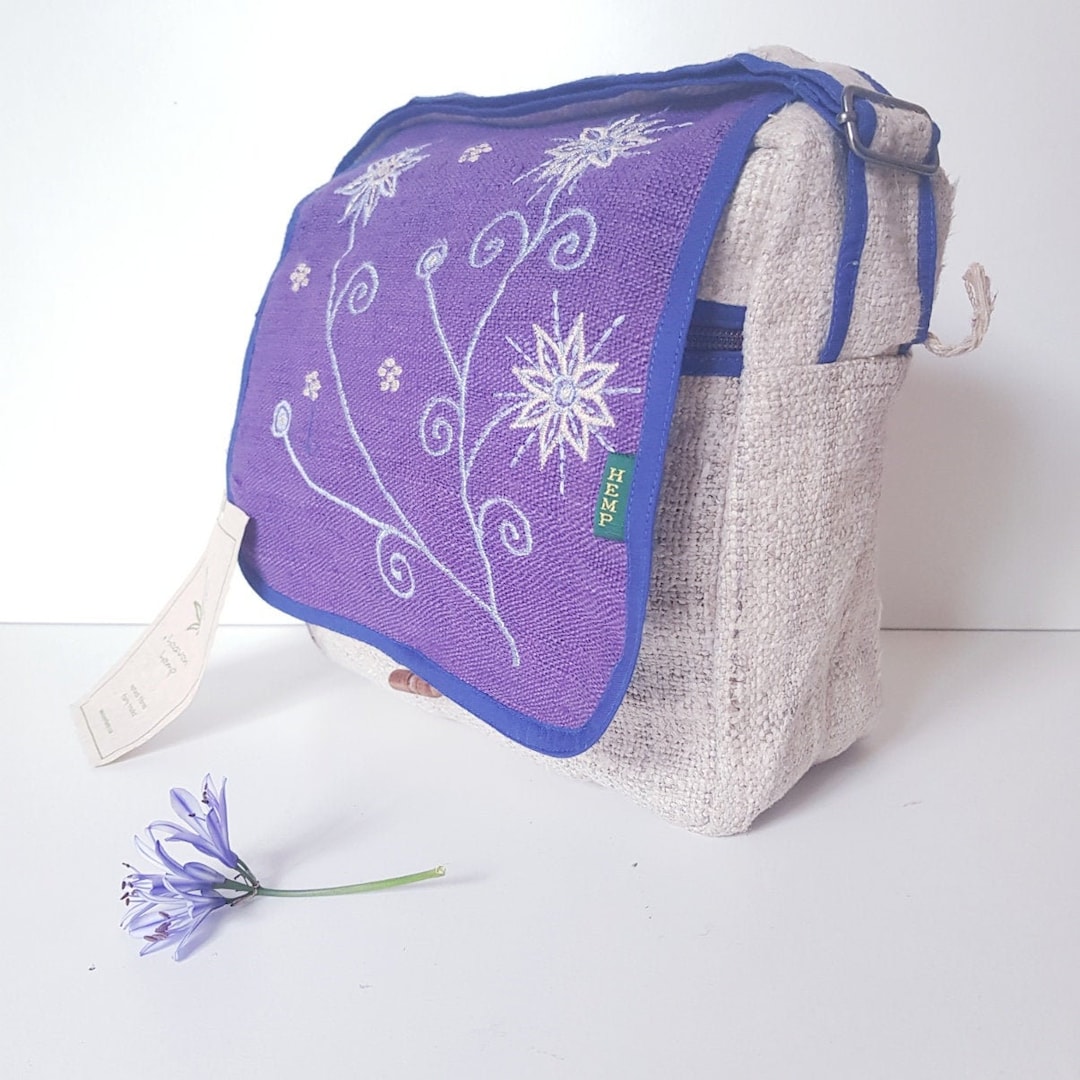 100% Wild Hemp Embroidered 'shakti' Satchel - Etsy