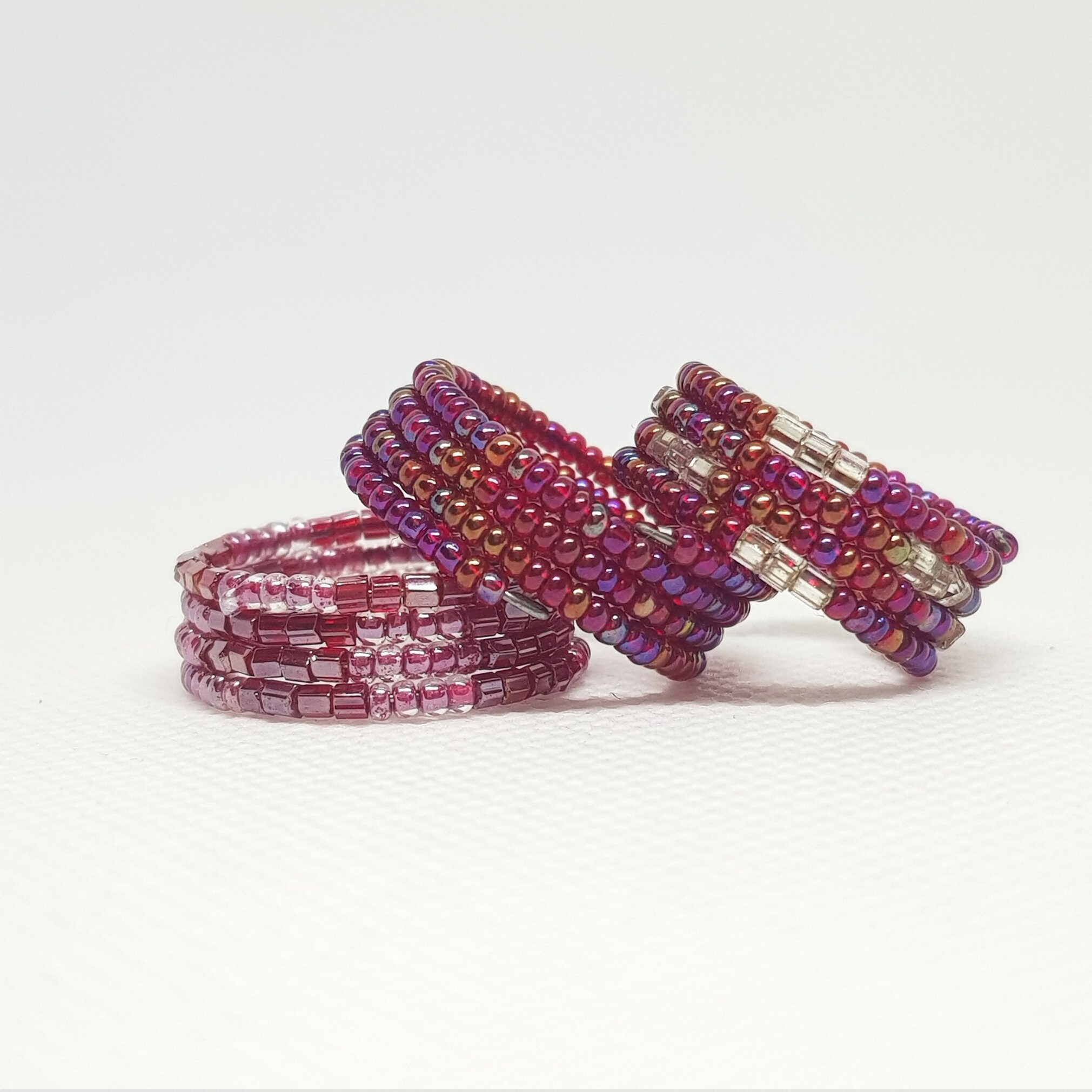 Stackable Beaded Rings Sets of 3 handmade in Nepal - Etsy UK