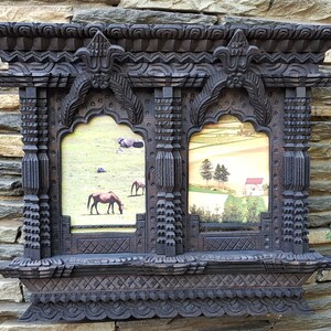 Traditional Nepali Double Window Picture Frame, Hand Carved in Nepal - Etsy