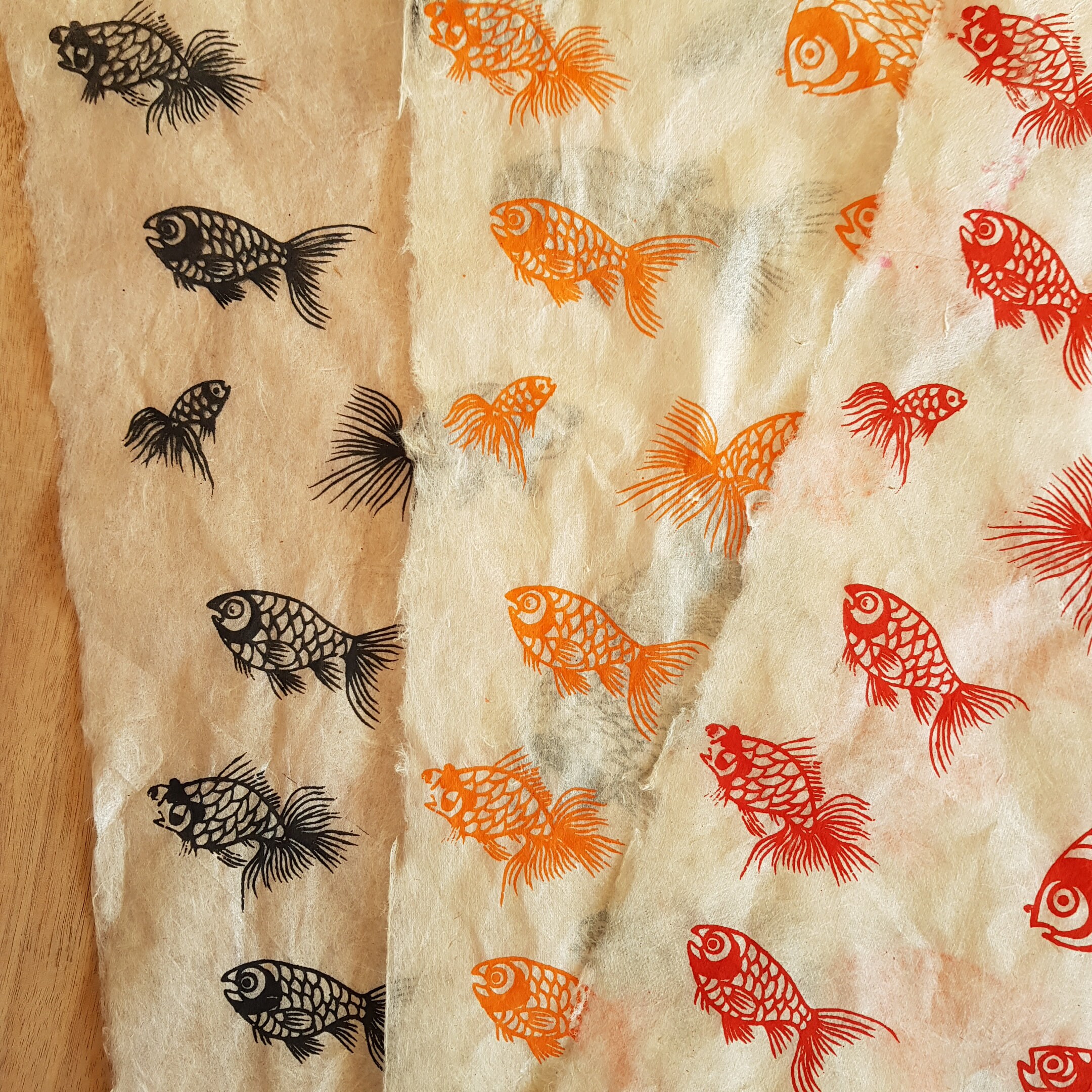 Tropical Goldfish Print on Hemp Tissue Paper Natural Eco | Etsy