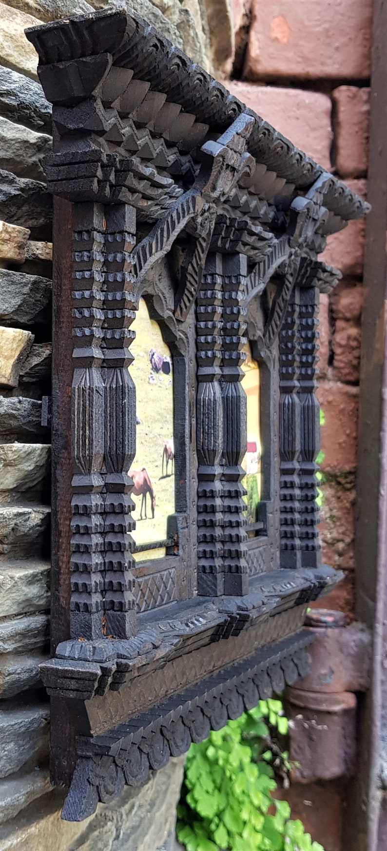 Traditional Nepali Double Window Picture Frame, Hand Carved in Nepal - Etsy