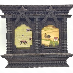 Traditional Nepali Double Window Picture Frame, Hand Carved in Nepal - Etsy