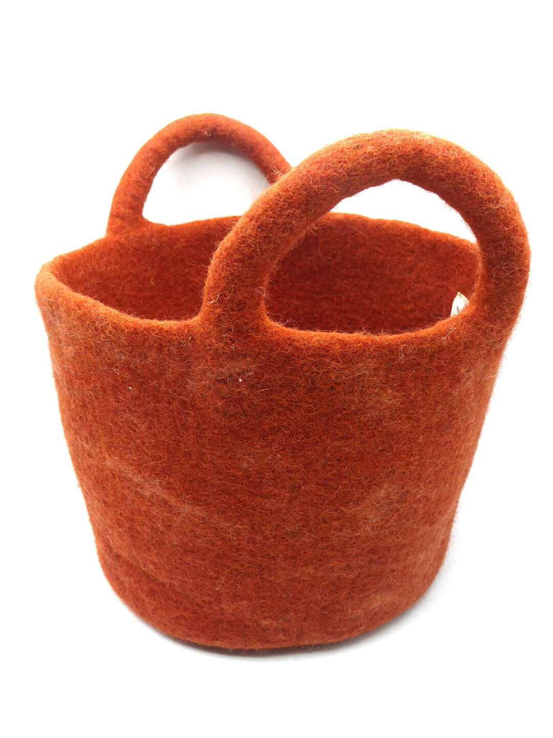 Handmade Woolen Felt Storage Basket/bin, Terracotta/ White Mix. - Etsy