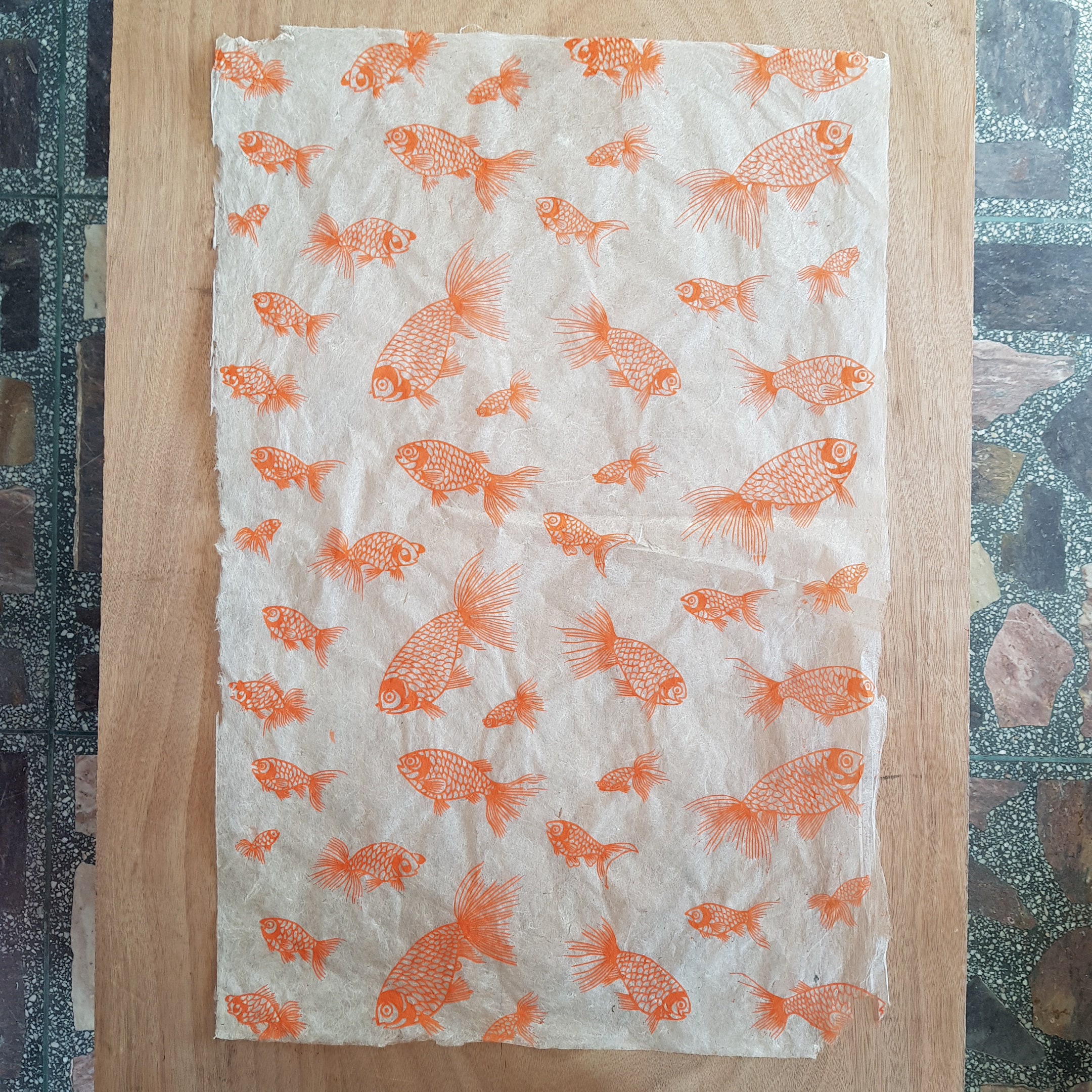 Tropical Goldfish Print on Hemp Tissue Paper Natural Eco | Etsy