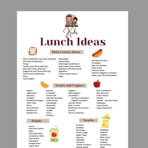 Kids Meal Planner Kids Lunch Ideas Printable School Lunch Meal Planner ...