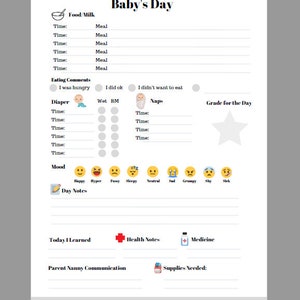 Infant Daily Log Printable, Baby Daily Log, Infant Activity Manager ...