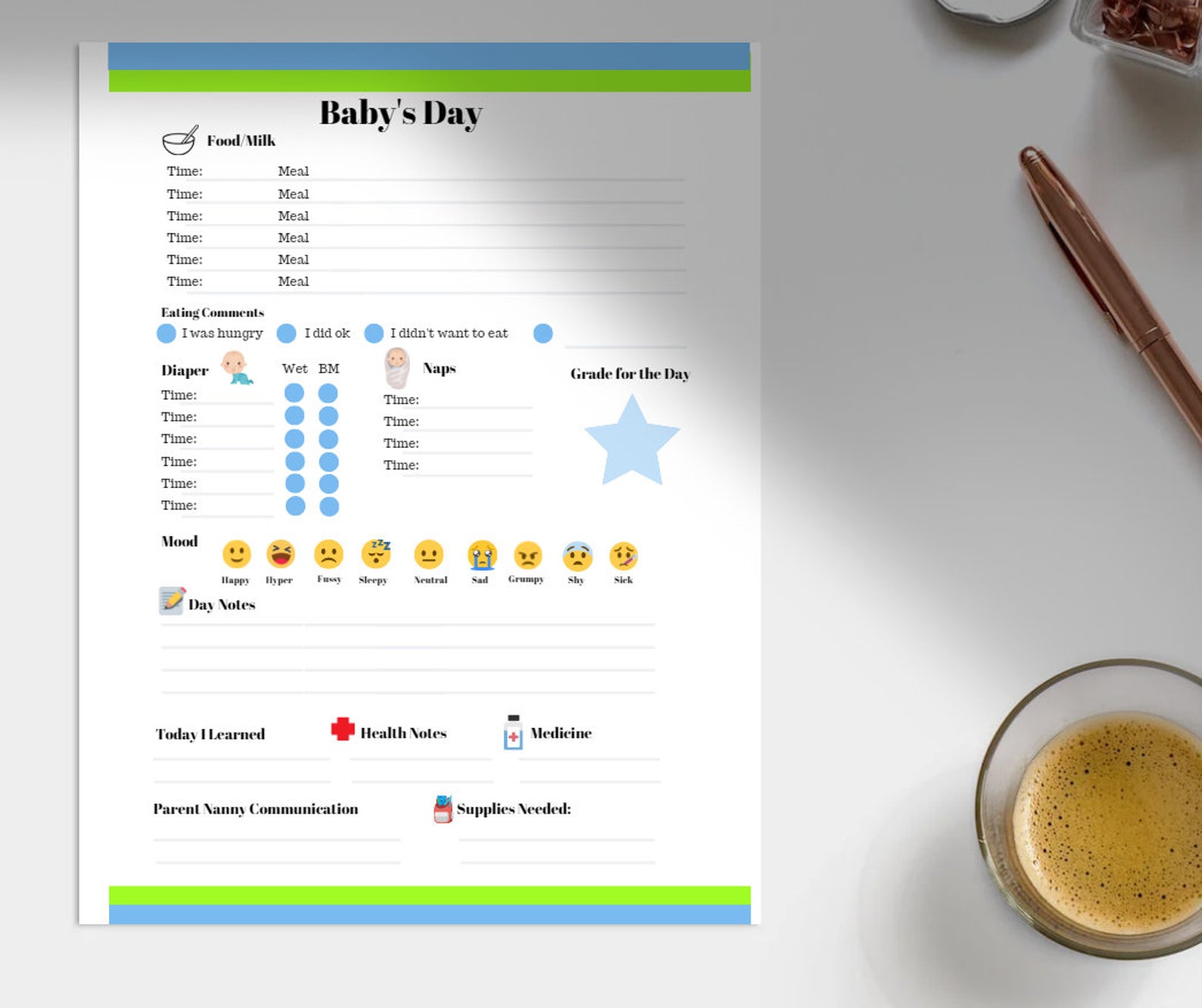 Infant Daily Log Printable, Baby Daily Log, Infant Activity Manager ...