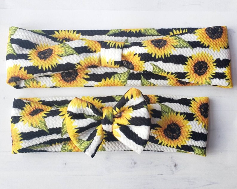 Summer Sunflower Mommy and Me Matching Headbands Baby Bow | Etsy