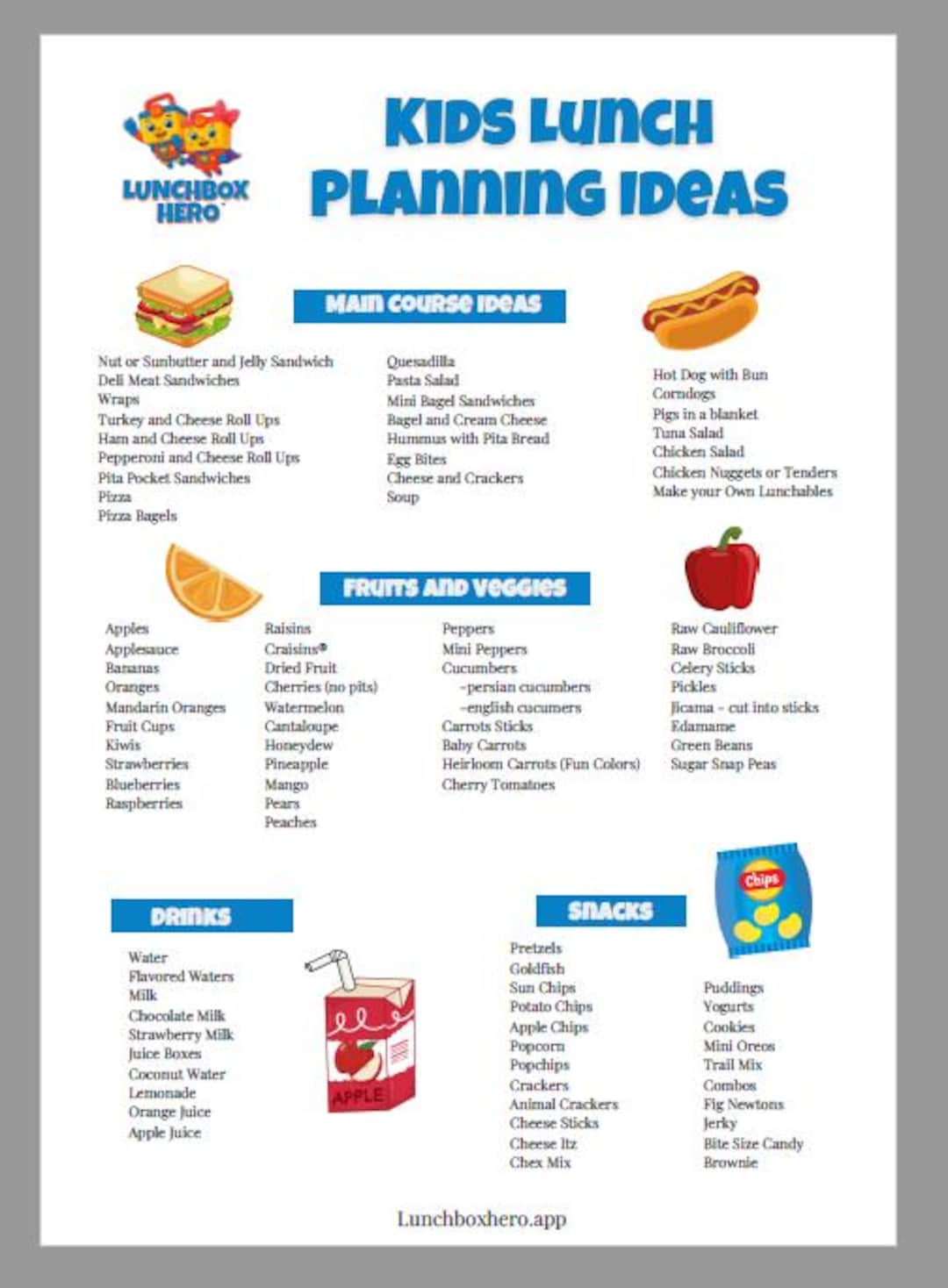 Kids Meal Planner Kids Lunch Ideas Printable School Lunch Meal Planner ...