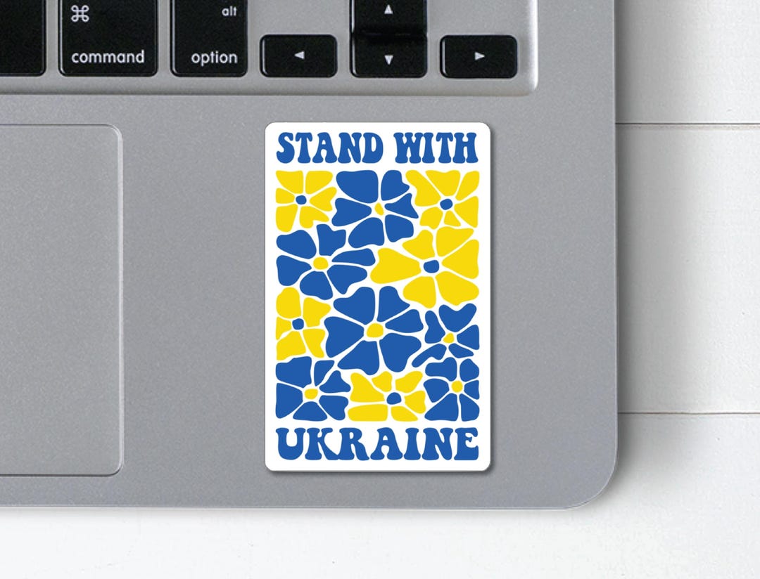 Stand With Ukraine Sticker, Ukraine Flag Color Flowers Decal, Ukrainian ...