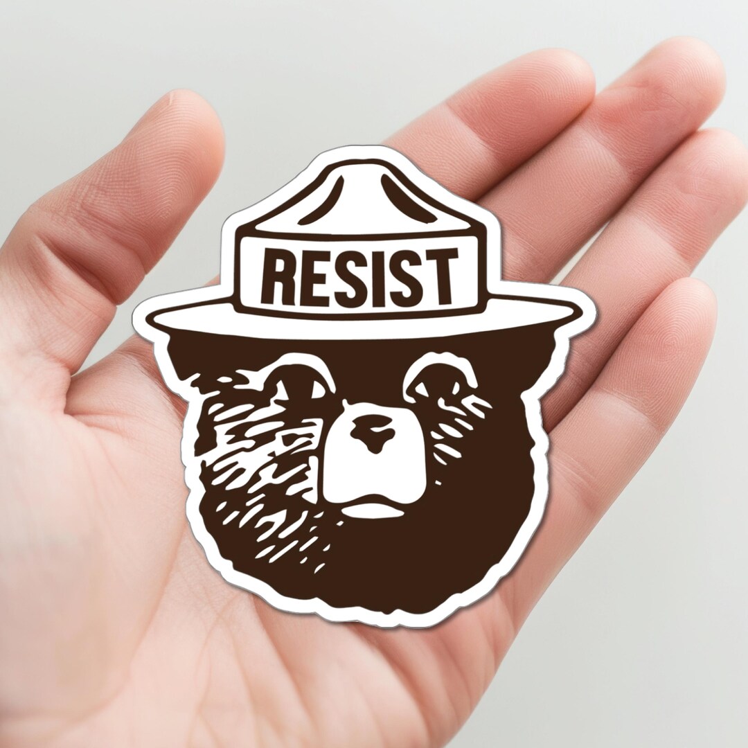 Resist Bear Die-cut Sticker, Resist Fascism Decal, Protect Our National ...