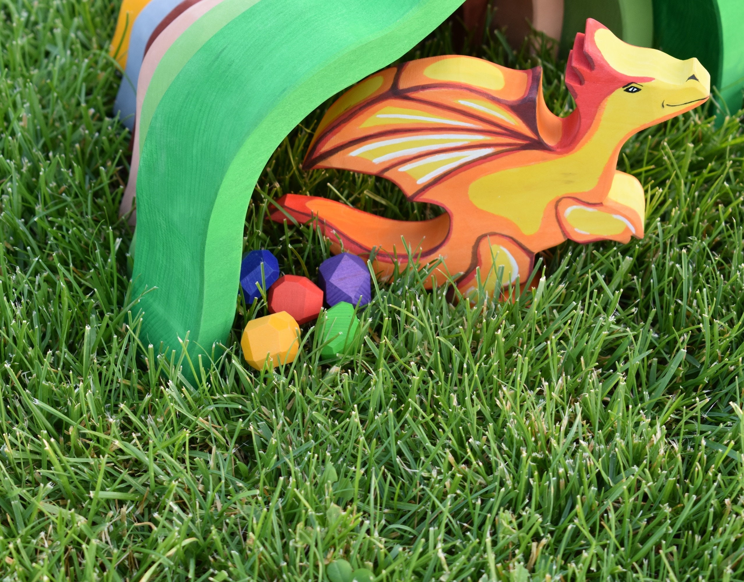 Wooden Dragon Toy & Knight Set Waldorf Toys Wooden Animal | Etsy