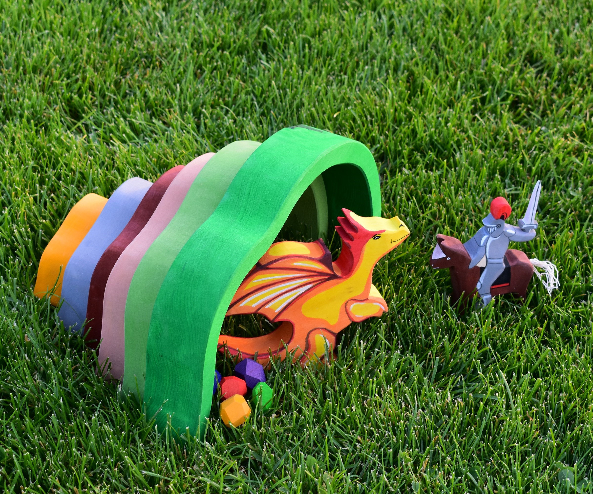 Wooden Dragon Toy & Knight Set Waldorf Toys Wooden Animal - Etsy