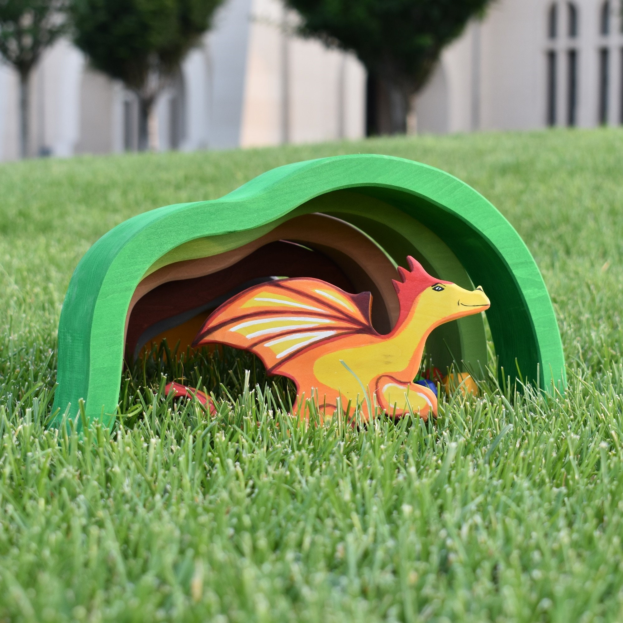 Wooden Dragon Toy & Cave Toy Dragon Waldorf Toys Wooden - Etsy