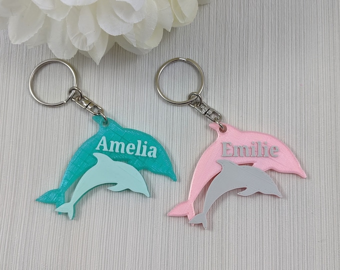 Cute Kawaii Dolphin Keychain Plastic Glitter Filled Keyring Dolphin ...
