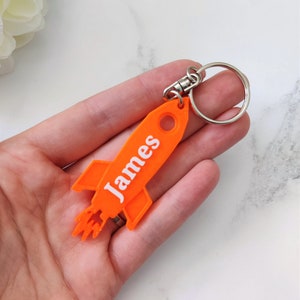 Personalised Rocket Keyring, Personalized Rocket Keychain, Small ...