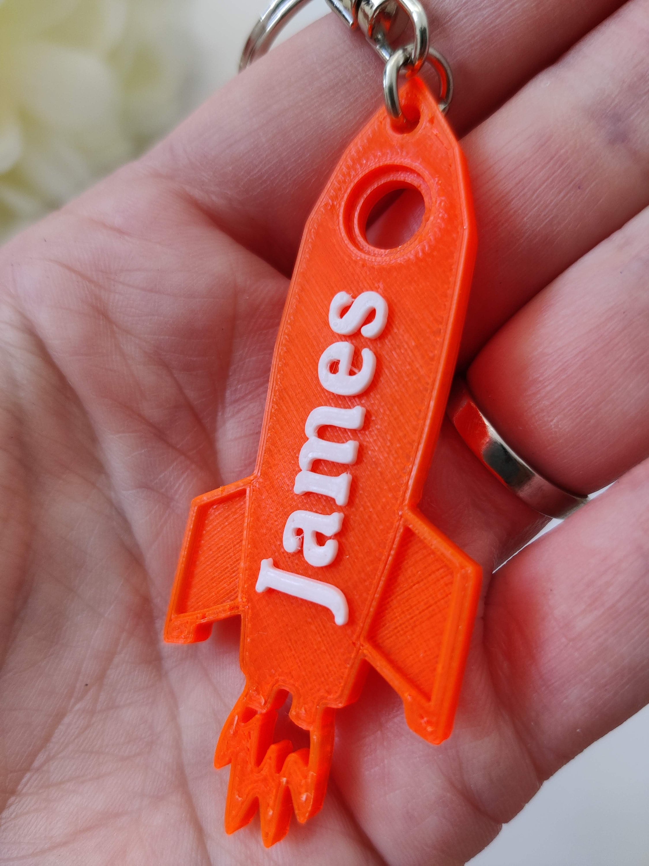 Personalised Rocket Keyring, Personalized Rocket Keychain, Small ...