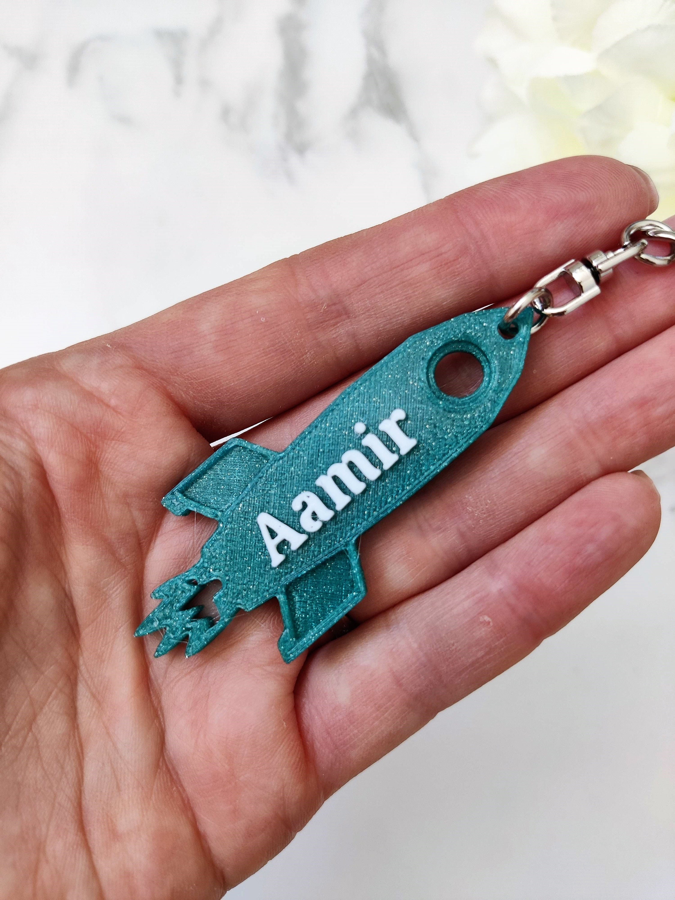 Personalised Rocket Keyring, Personalized Rocket Keychain, Small ...