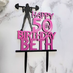 Gym Cake Topper Female, Fitness Girl Cake Topper, Weightlifting Woman ...
