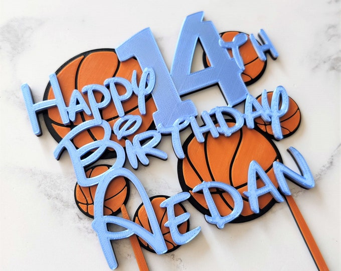 Personalised Basketball Cake Topper, Reuseable, Plastic Personalized ...