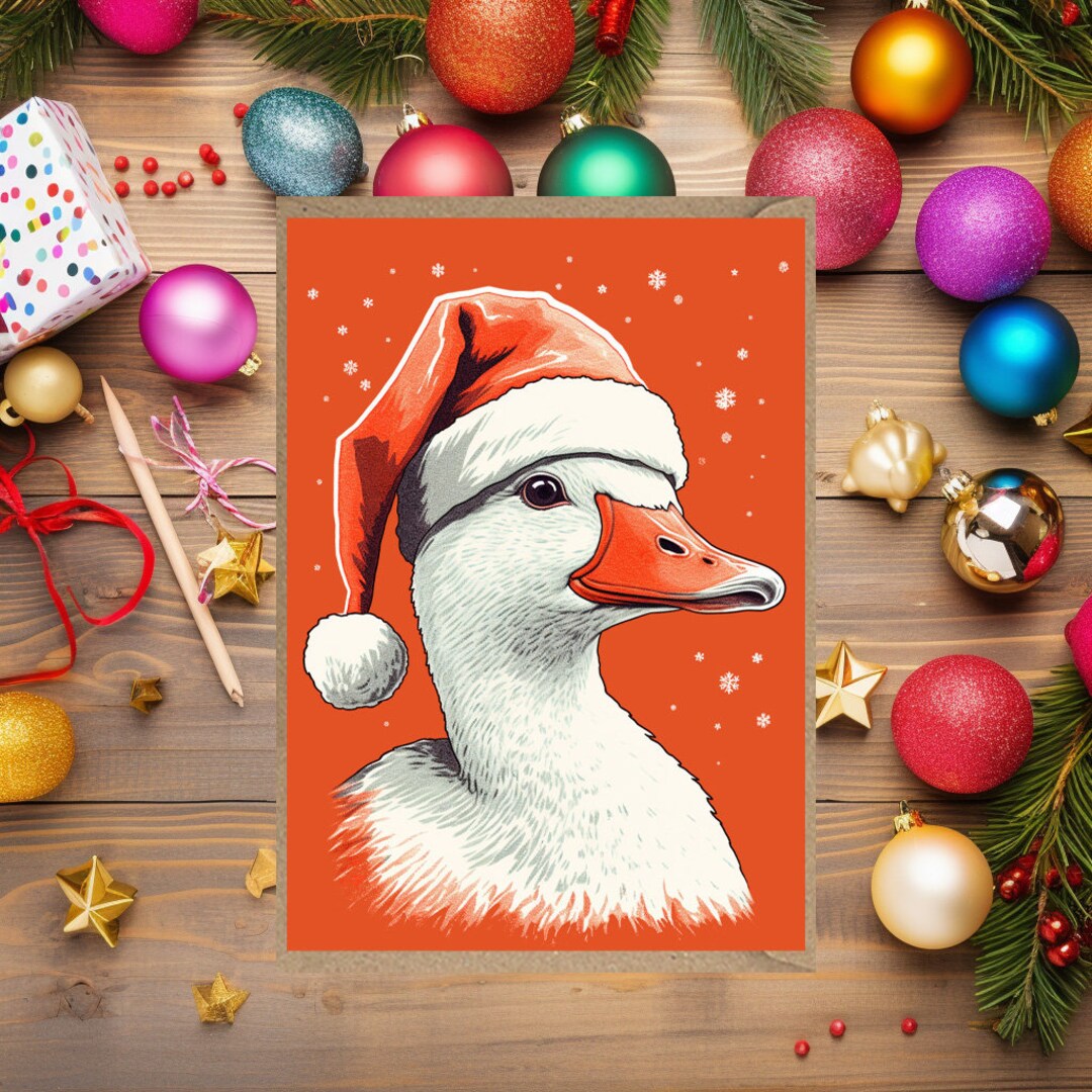 Goose Christmas Card Christmas Tree for Her for Him for Child Sister ...