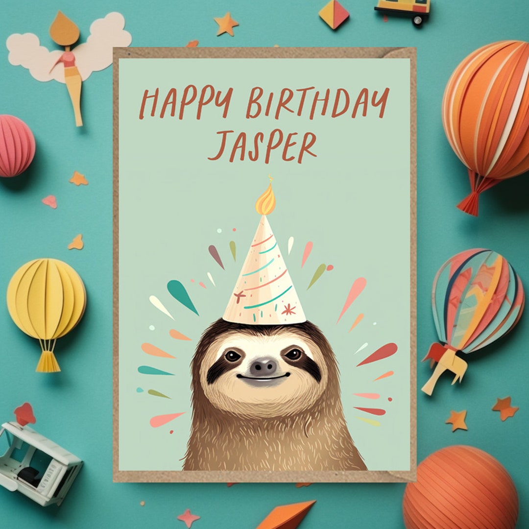Personalised Sloth Birthday Card Animal Birthday Card - Etsy