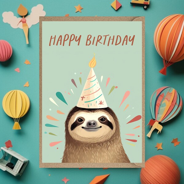 Birthday Sloth Svg - Etsy
