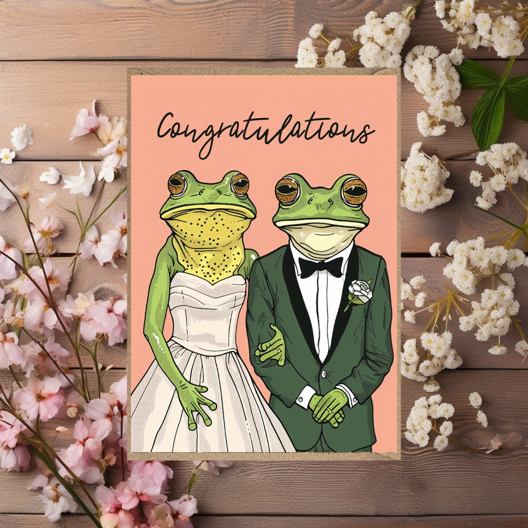 Frog Wedding Card Wedding Engagement Engaged on Your Wedding Day for ...